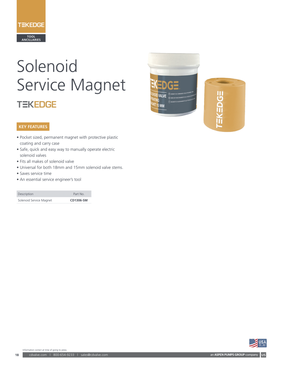 CD1306-SM Solenoid Service Magnet Tech Sheet – C&DValve