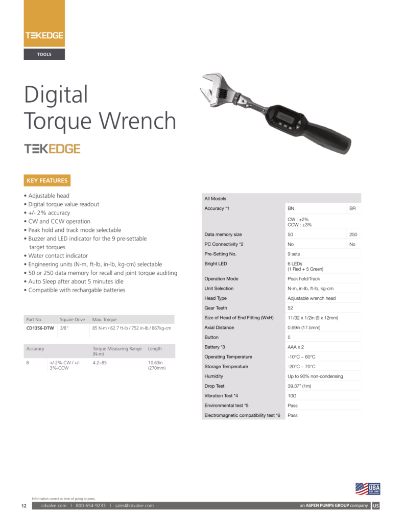 CD1356-DTW Digital Torque Wrench Tech Sheet – C&DValve