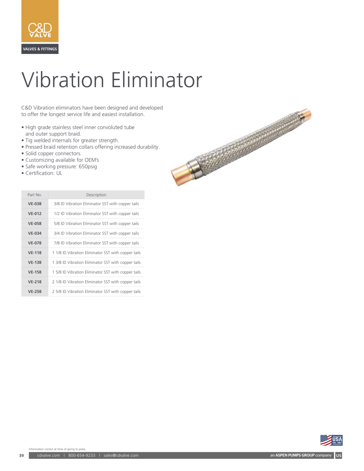 Vibration Eliminator Tech Sheet – C&DValve